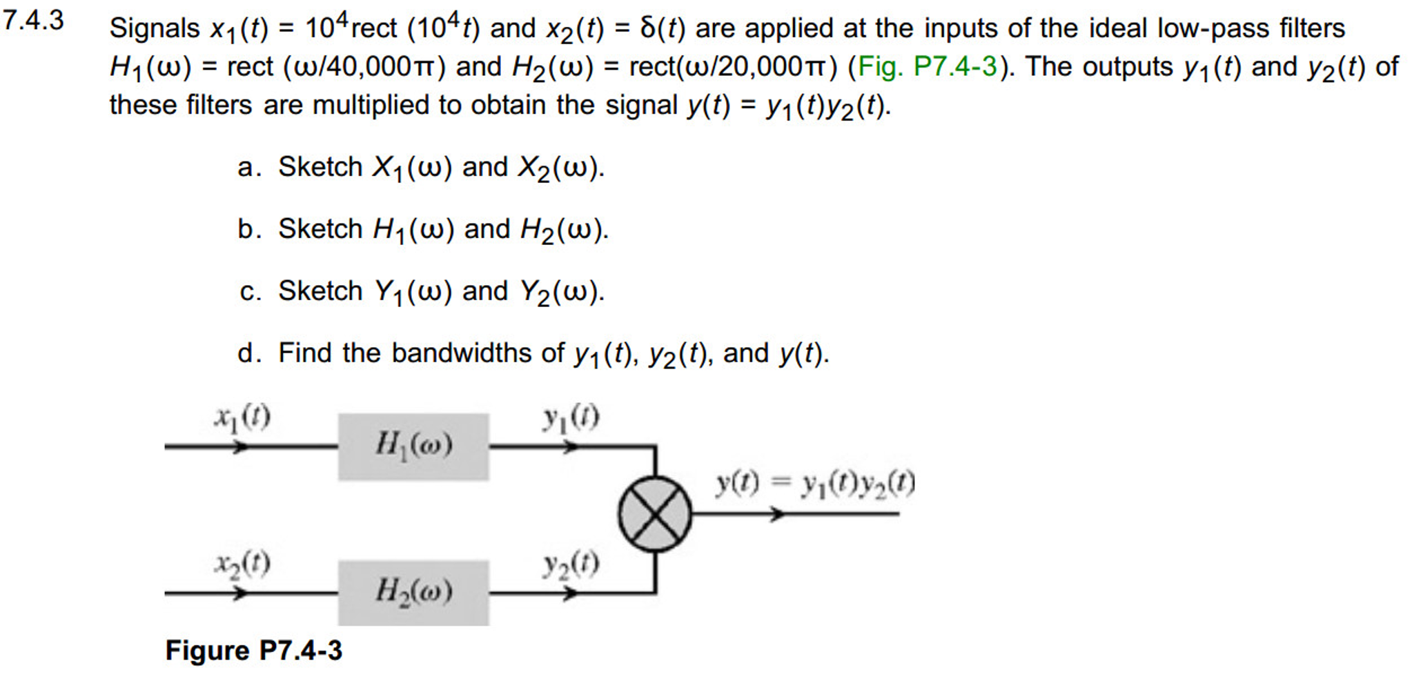 Solved Signals x_1(f) = 10^4 rect (10^4 t) and x_2(t) = | Chegg.com