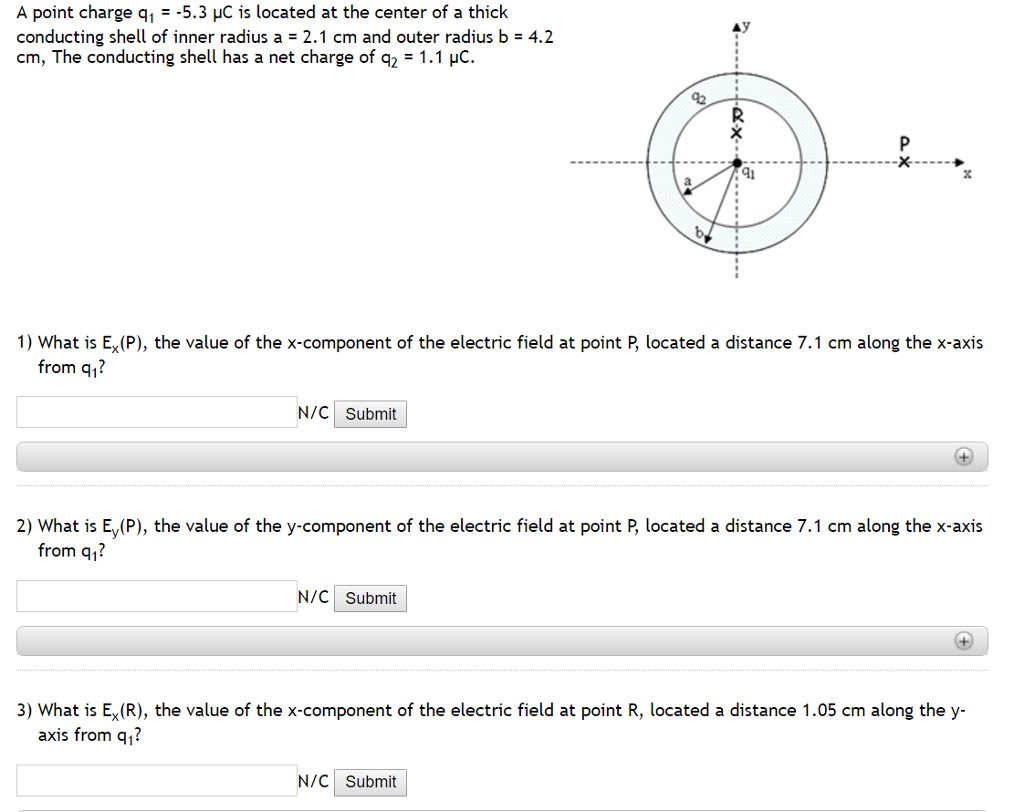 Solved A point charge q1 = -5.3 ?C is located at the center | Chegg.com