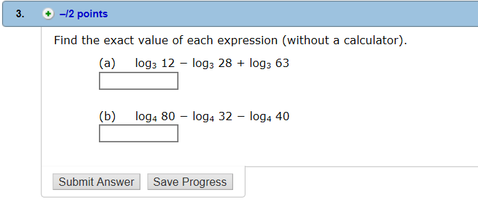 Solved 3.-12 points Find the exact value of each expression | Chegg.com