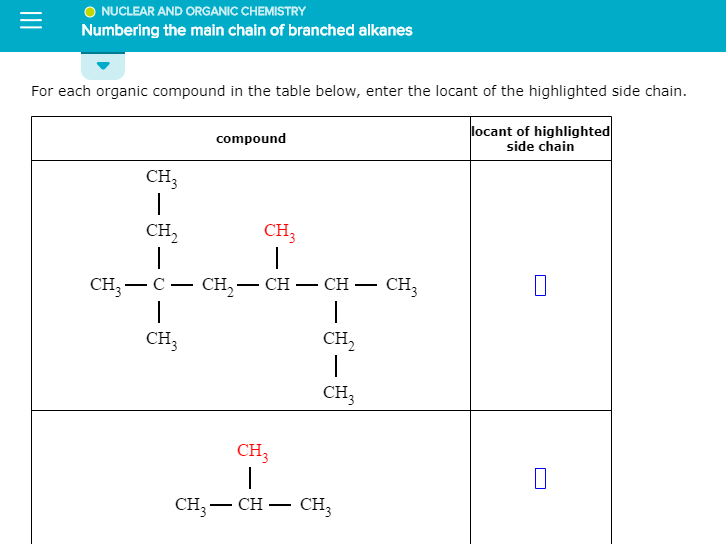 Solved O NUCLEAR AND ORGANIC CHEMISTRY Numbering the main | Chegg.com