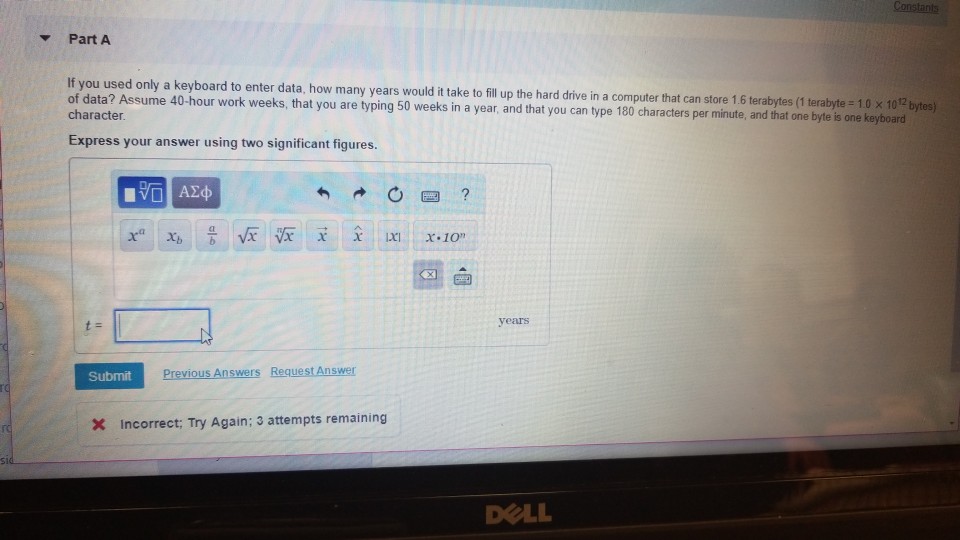 Solved Part A If you used only a keyboard to enter data, how | Chegg.com