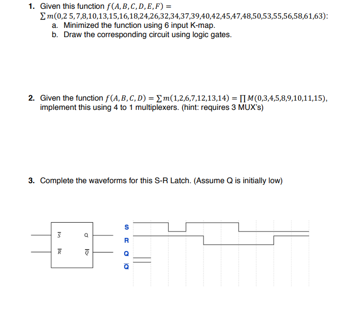 Solved Given this function f(A, B,C, D, E,F)- yn (0,2 5, | Chegg.com