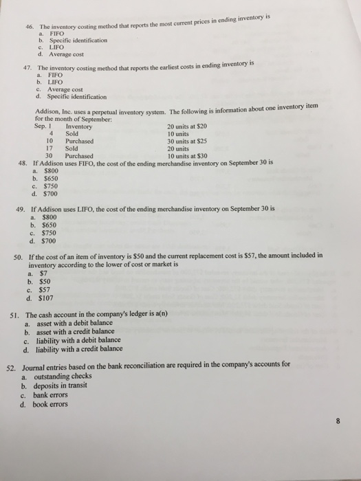 Solved The inventory coding method that reports the most | Chegg.com