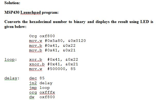 Solved Msp430 Launchpad Program Converts The Hexadecimal