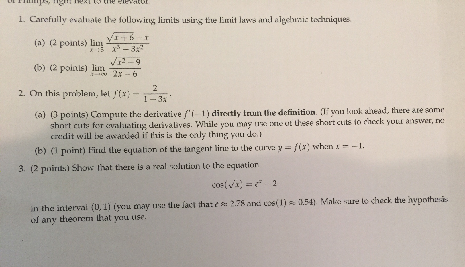 Solved Carefully evaluate the following limits using the | Chegg.com