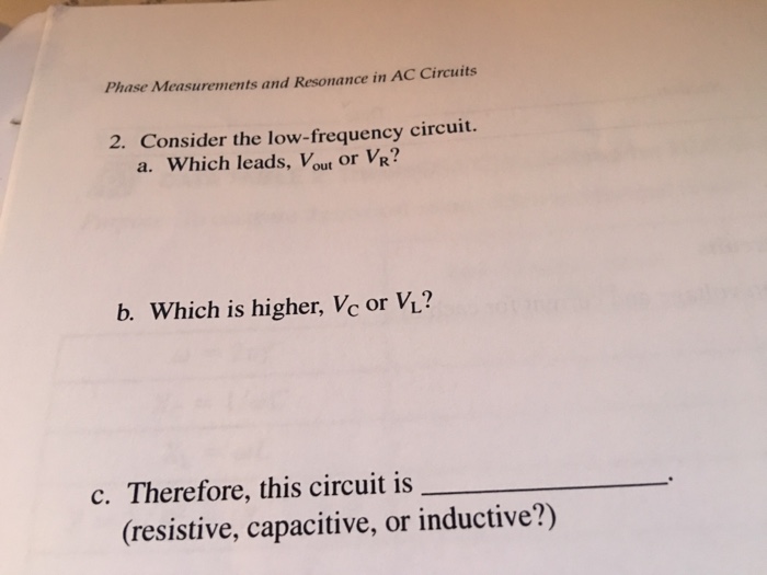 Solved Consider the low-frequency circuit, a. Which leads, | Chegg.com