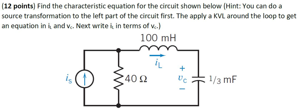 Solved (12 points) Find the characteristic equation for the | Chegg.com