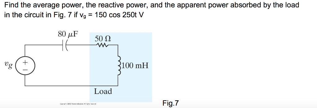 Solved Find the average power, the reactive power, and the | Chegg.com