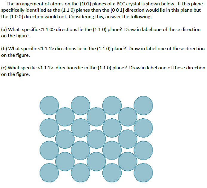 Solved The arrangement off atoms on the {101} planes of a | Chegg.com