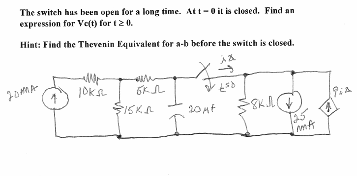 Solved The switch has been open for a long time. At t = 0 it | Chegg.com