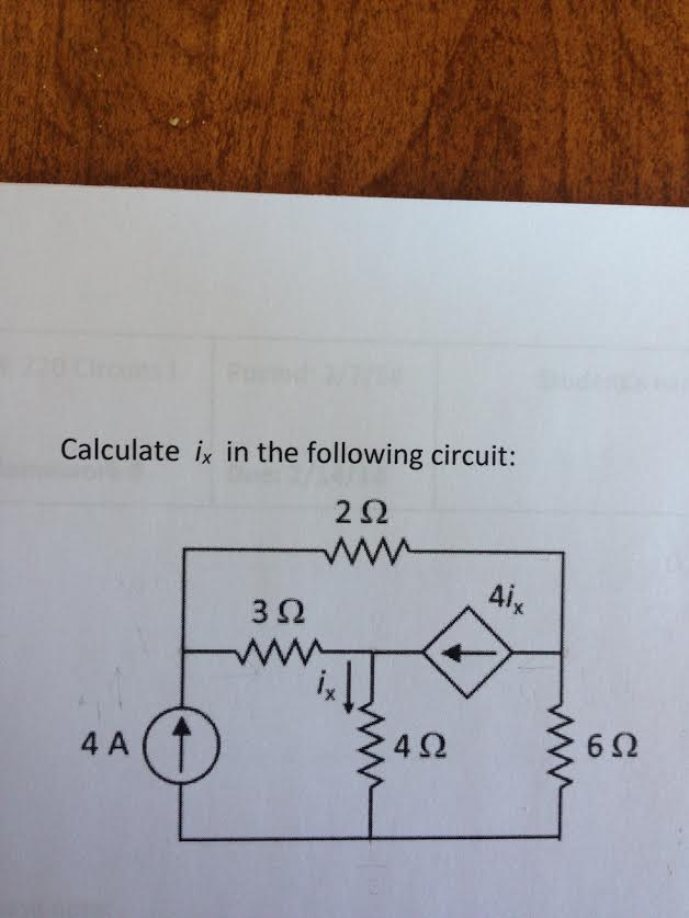 Solved Calculate ix in the following circuit: | Chegg.com