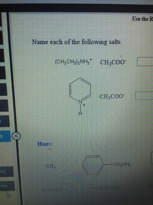 Solved Name each of the following salts. | Chegg.com