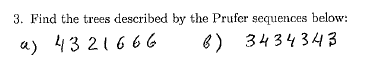 Solved 3. Find the trees described by the Prufer sequences | Chegg.com