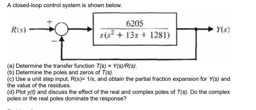 Solved A closed-loop control system is shown below. 6205 | Chegg.com