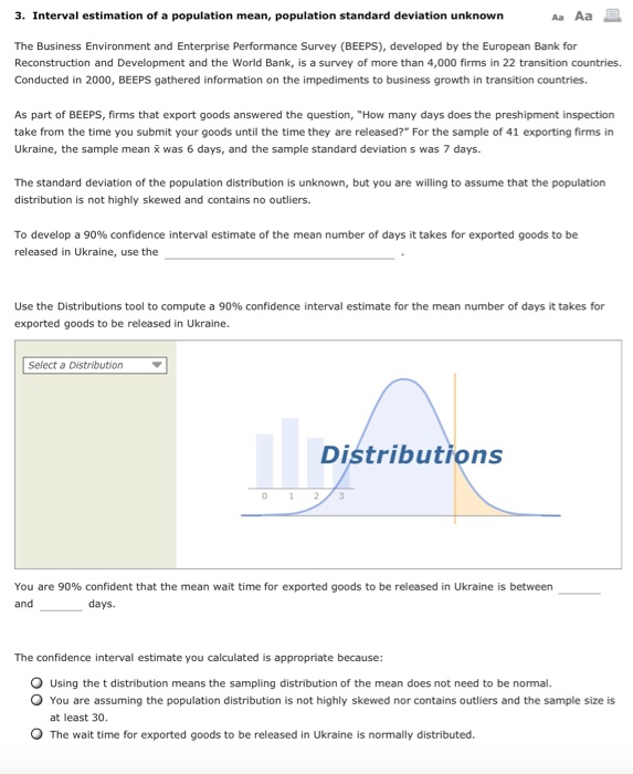 Solved 3. Interval estimation of a population mean, | Chegg.com