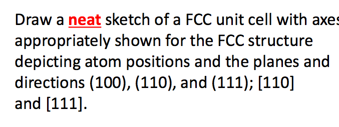 Solved Draw a neat sketch of a FCC unit cell with axes | Chegg.com