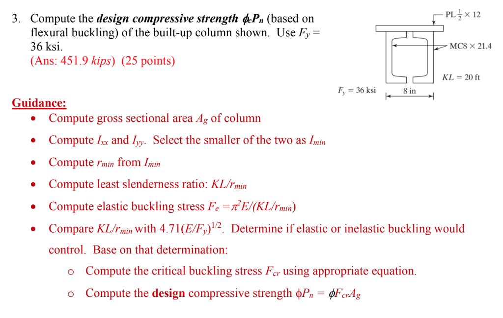 Solved . Compute the design compressive strength pPn (based | Chegg.com