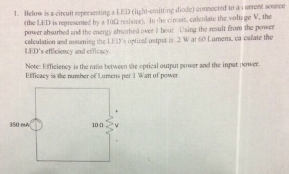 Solved Below is a circuit representing a LED (light-emitting | Chegg.com