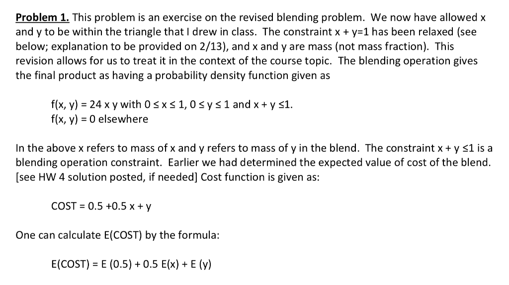 Solved Problem 3. 15 ptsl For the blending problem (HW 5) | Chegg.com