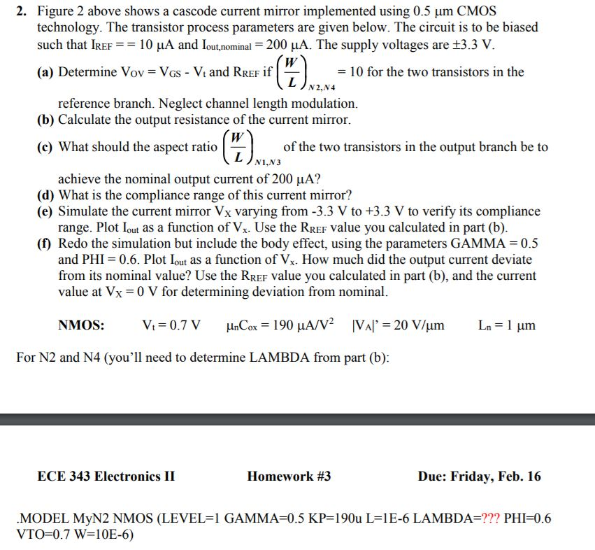 2. Figure 2 above shows a cascode current mirror | Chegg.com