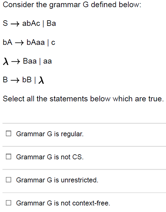 Solved Consider the grammar G defined below: S rightarrow | Chegg.com
