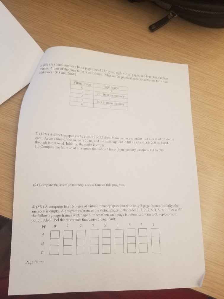 Solved %) A virtual memory has a page size of 512 b trames. | Chegg.com