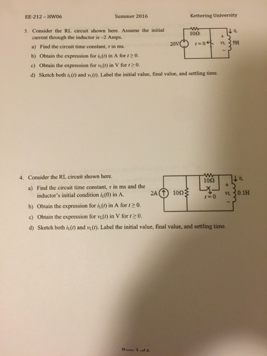 Solved Consider the RL circuit shown here. Assume the | Chegg.com