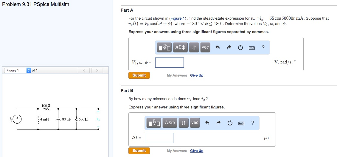 Solved Problem 9.31 PSpice|Multisim PART A: For the | Chegg.com