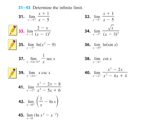 Solved Determine the infinite limit. lim_x rightarrow 5^+ x | Chegg.com