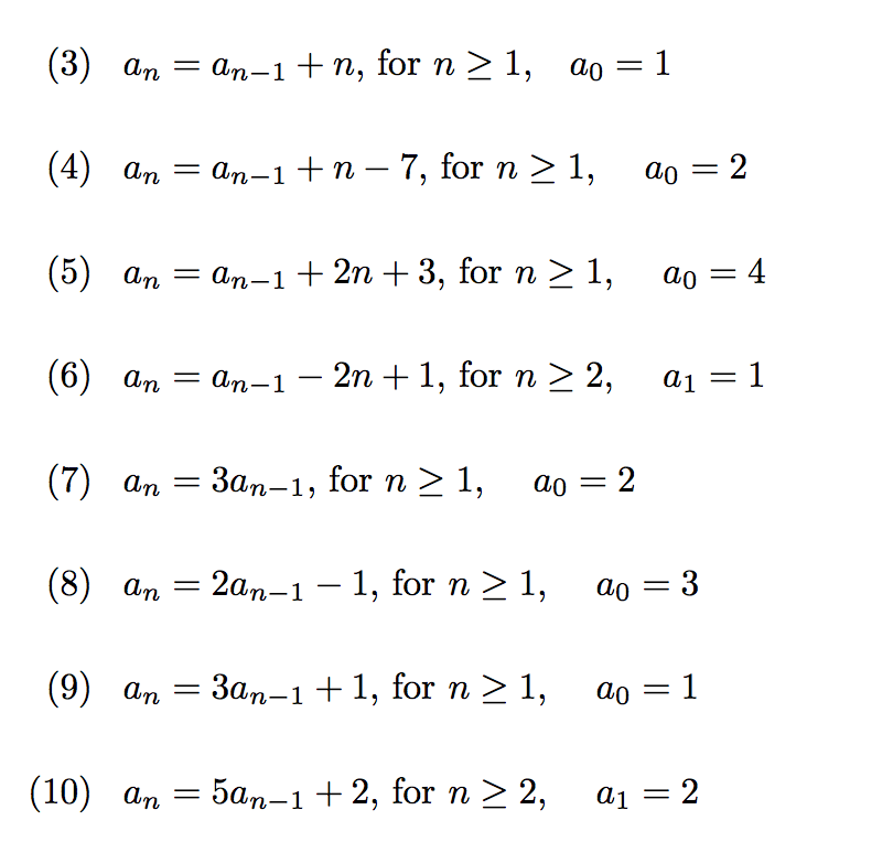 Solved 3 Solve Each Of The Following Recurrence Relation