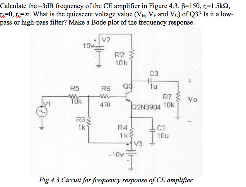 Solved Calculate the -3dB frequency of the CE amplifier in | Chegg.com