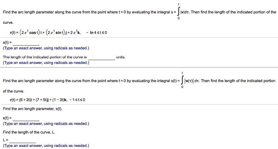 Solved Find the arc length parameter along the curve from | Chegg.com