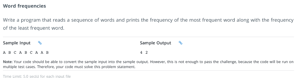 Solved Word frequencies Write a program that reads a | Chegg.com