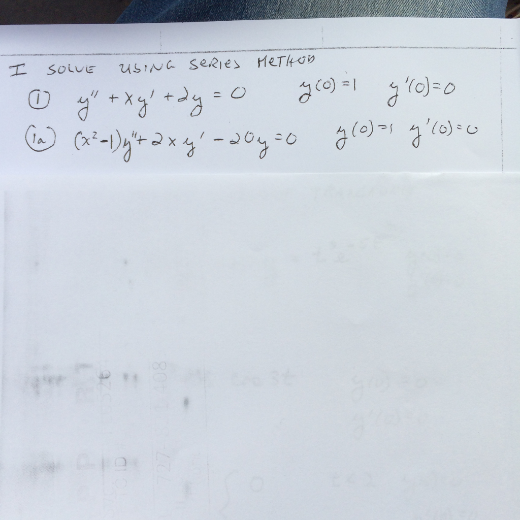 Solved Solve using series y" + xy' + 2y = 0 y(0) = 1 y'(0) | Chegg.com