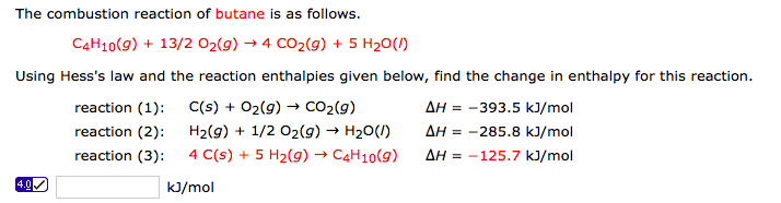 Solved The combustion reaction of butane is as follows. | Chegg.com