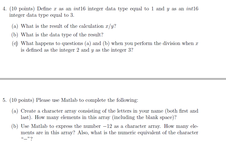 Solved Define x as an int16 integer data type equal to 1 and | Chegg.com