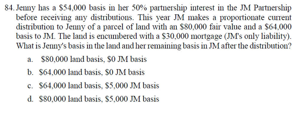 Solved Jenny has a $54,000 basis in her 50% partnership | Chegg.com