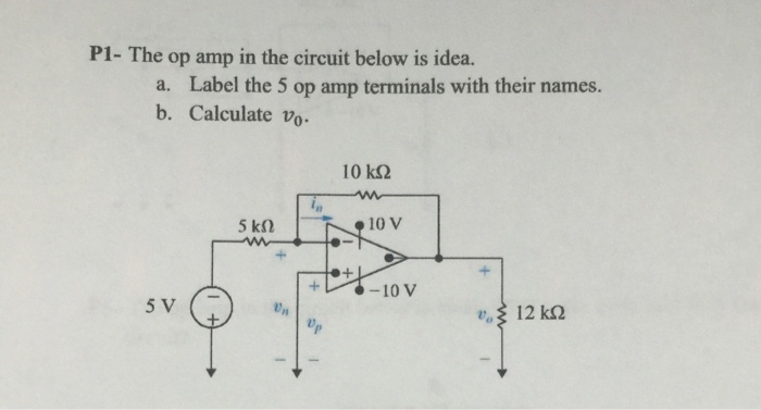 Solved The op amp in the circuit below is idea. Label the 5 | Chegg.com