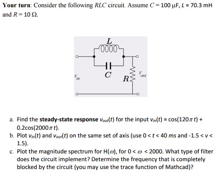 Solved Your turn: Consider the following RLC circuit. Assume | Chegg.com