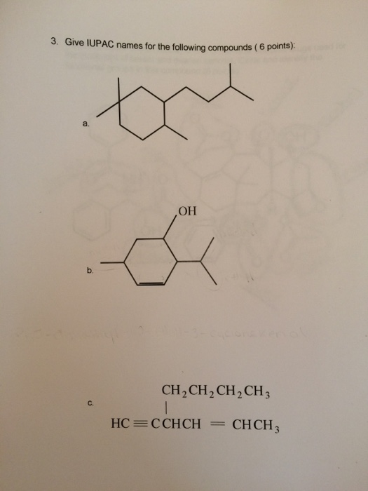 Solved 3. Give IUPAC names for the following compounds: | Chegg.com
