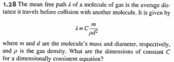 Solved The mean free path lambda of a molecule of gas is the | Chegg.com