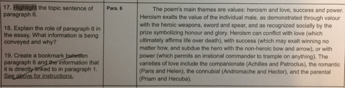 Solved Highlight the topic sentence of paragraph 6. Explain | Chegg.com