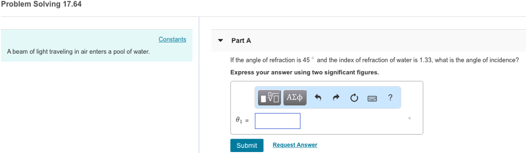Solved Problem Solving 17.62 Constants Part A A beam of | Chegg.com