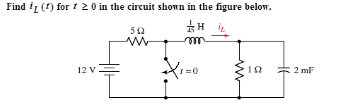 Solved Find iL (t) for t > = 0 in the circuit shown in the | Chegg.com