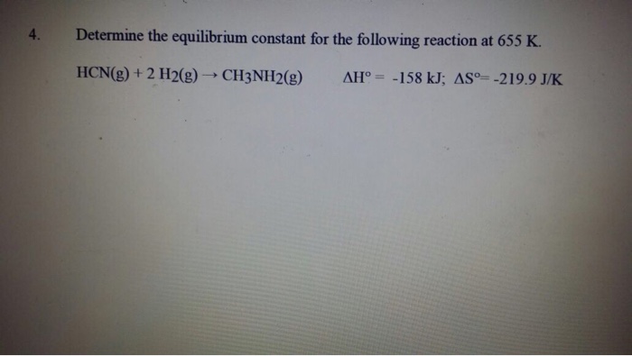 Solved Determine the equilibrium constant for the following | Chegg.com