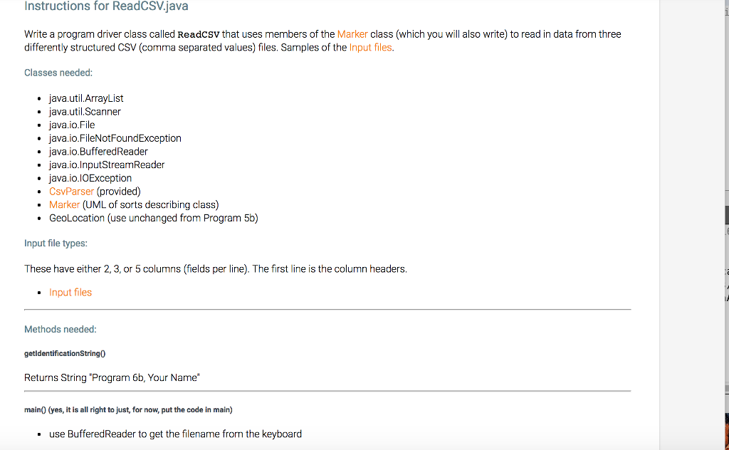 Solved Need some help creating marker and ReadCSV in java | Chegg.com