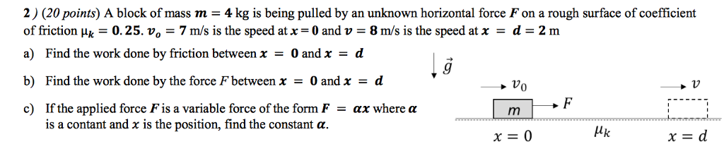 Solved 2) (20 points) A block of mass m = 4 kg is being | Chegg.com