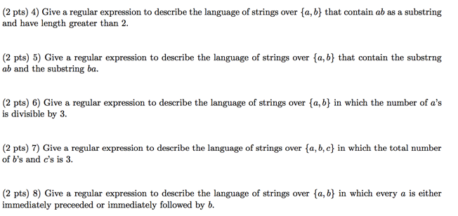 Solved Give a regular expression to describe the language of | Chegg.com
