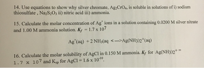 Solved Use equations to show why silver chromate, Ag_2CrO_4, | Chegg.com
