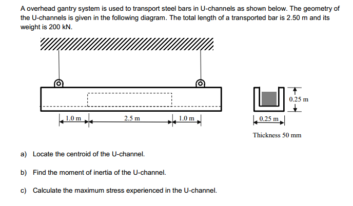 Solved A overhead gantry system is used to transport steel | Chegg.com